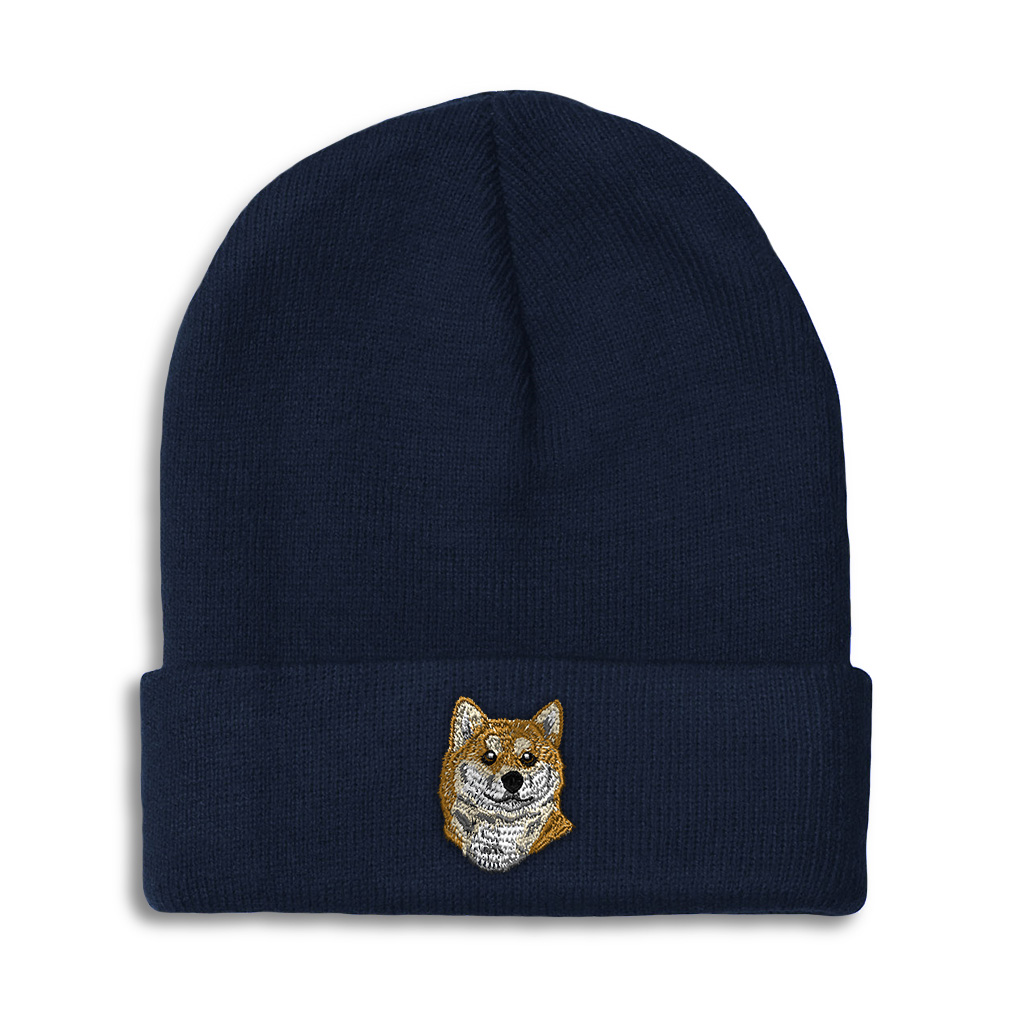 Beanies for Men Shiba Inu Head Embroidery Winter Hats Women Acrylic ...