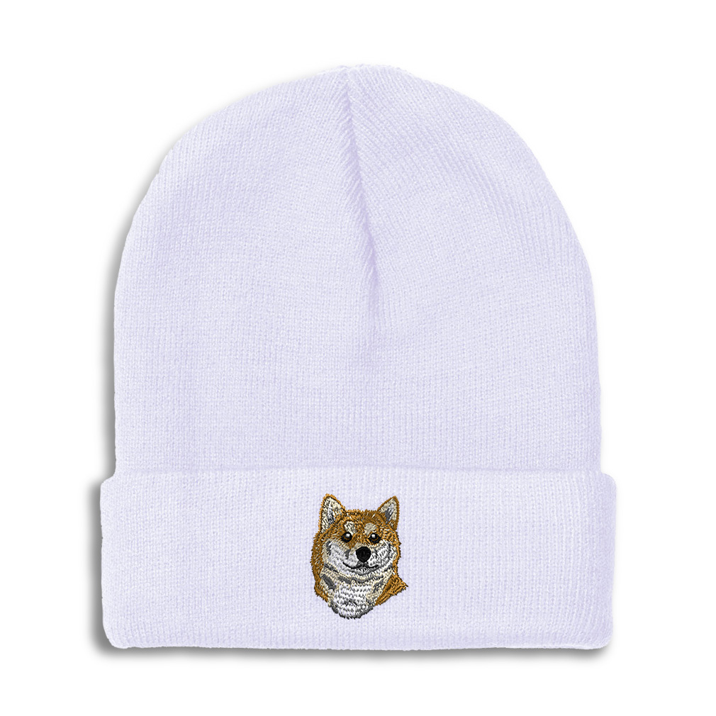 Beanies for Men Shiba Inu Head Embroidery Winter Hats Women Acrylic ...