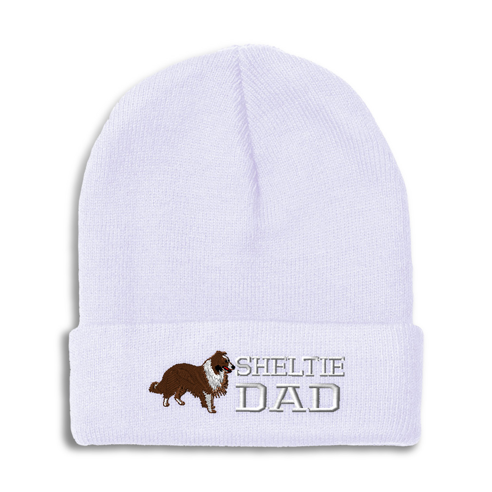 Beanies for Men Shetland Sheepdog Sheltie Dad Embroidery Dogs Acrylic ...