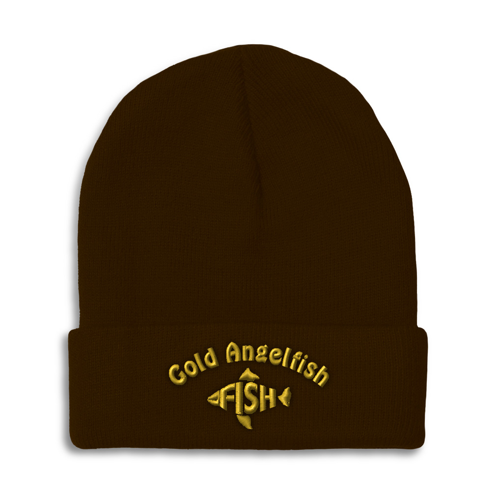 Beanies for Men Gold Angelfish Fish Winter Hats for Women Acrylic Skull ...