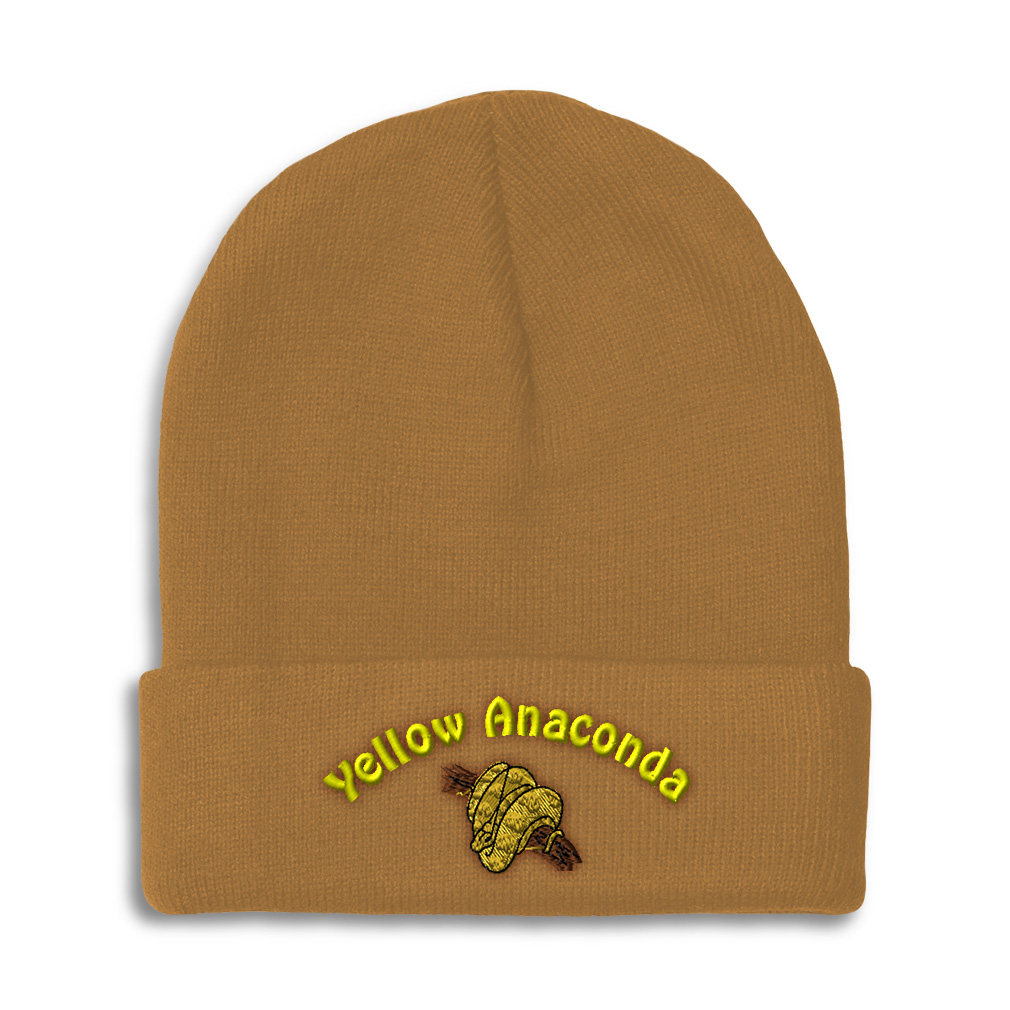 Beanies for Men Yellow Anaconda Winter Hats for Women Acrylic Skull Cap ...