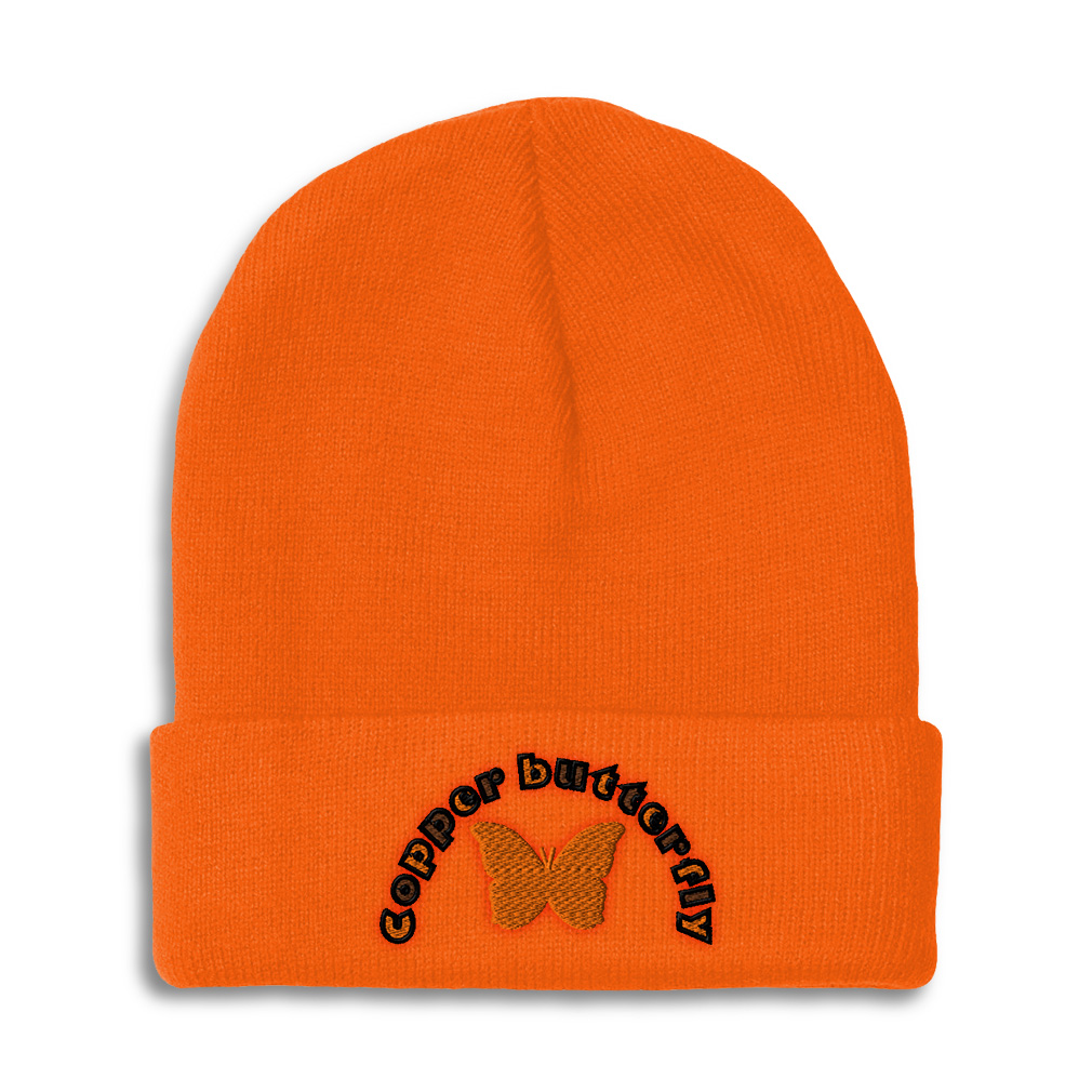 Beanies for Men Copper Butterfly Winter Hats for Women Acrylic Skull ...