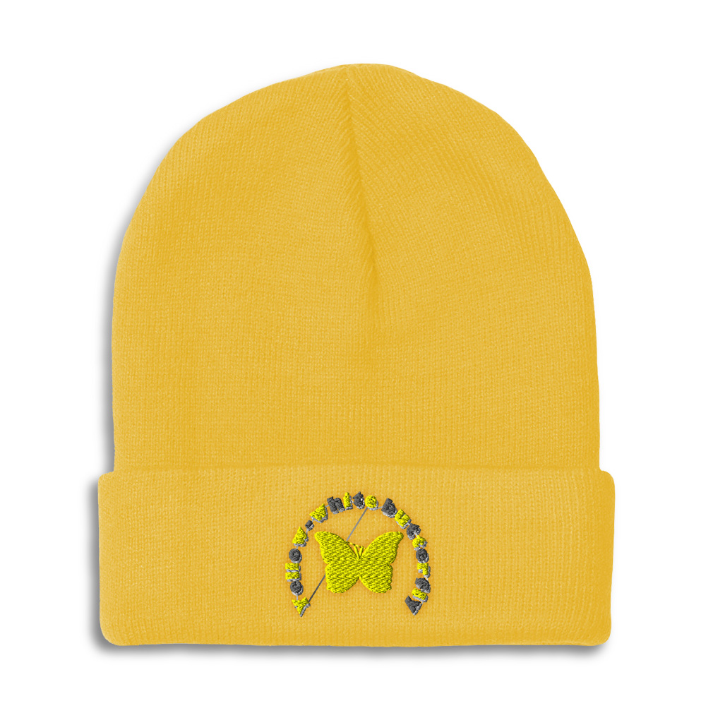Beanies for Men Yellow-White Butterfly Winter Hats for Women Acrylic ...