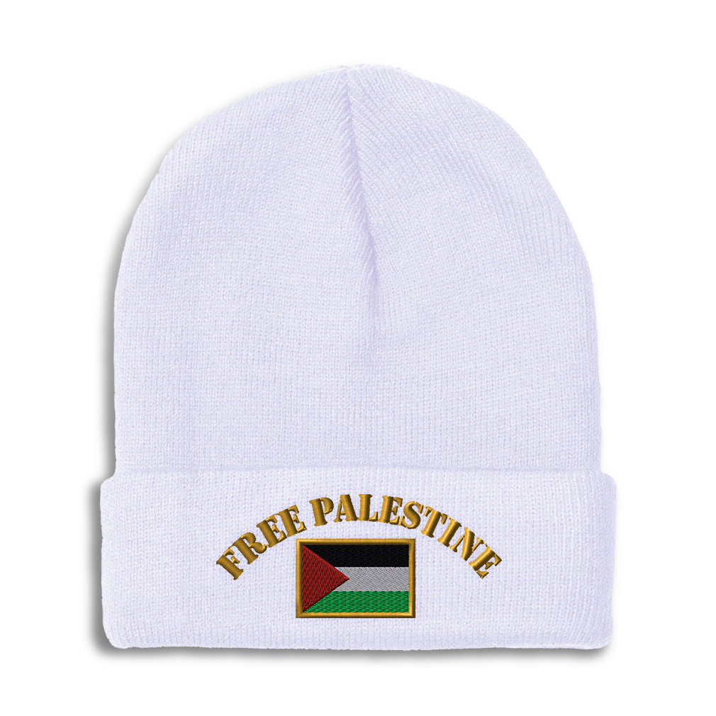 Beanies for Men Free Palestine Flag Embroidery Winter Hats Women Skull ...