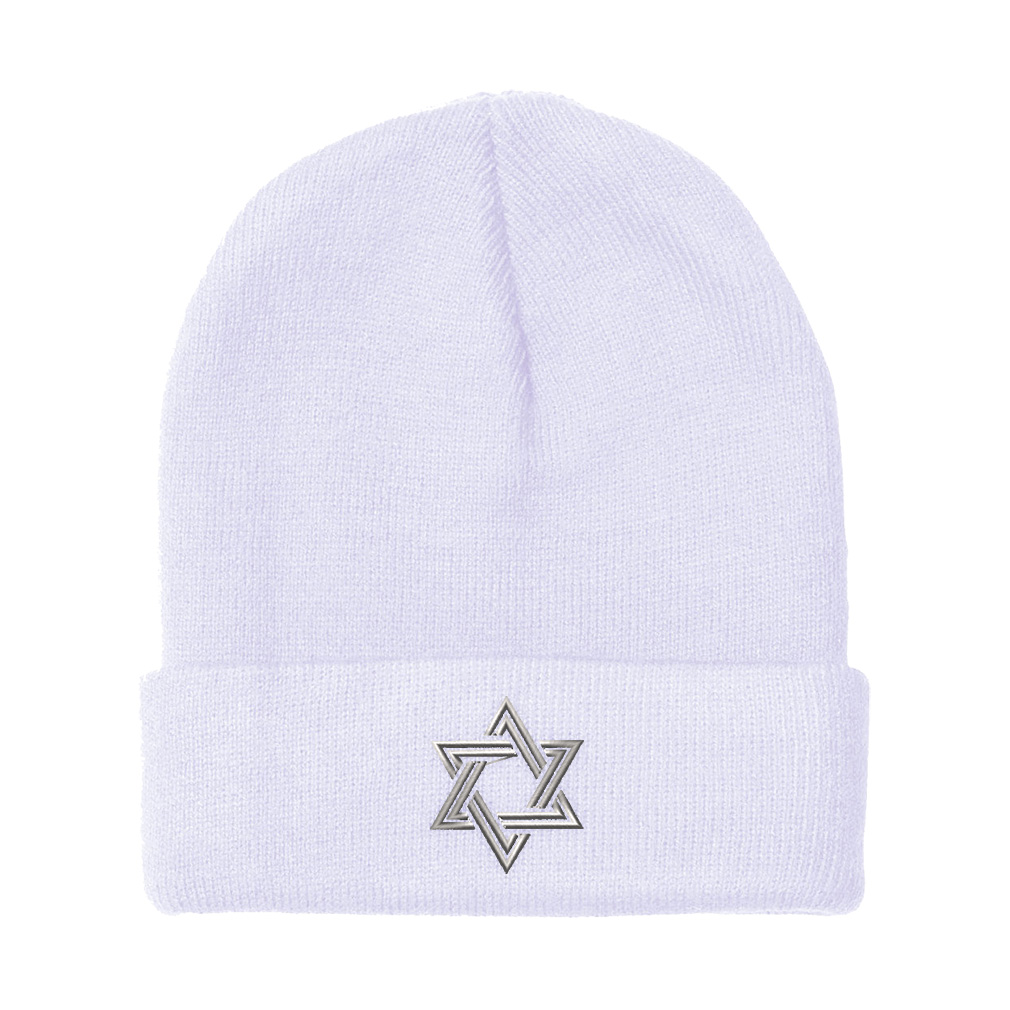 Beanies for Men Star of David Silver Embroidery Winter Hats Women Skull ...