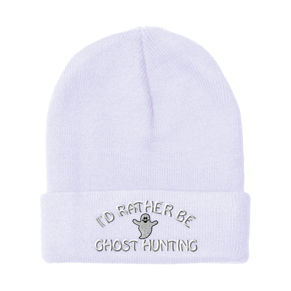 Beanies for Men I'D Rather Be Ghost Hunting Embroidery Acrylic Skull ...
