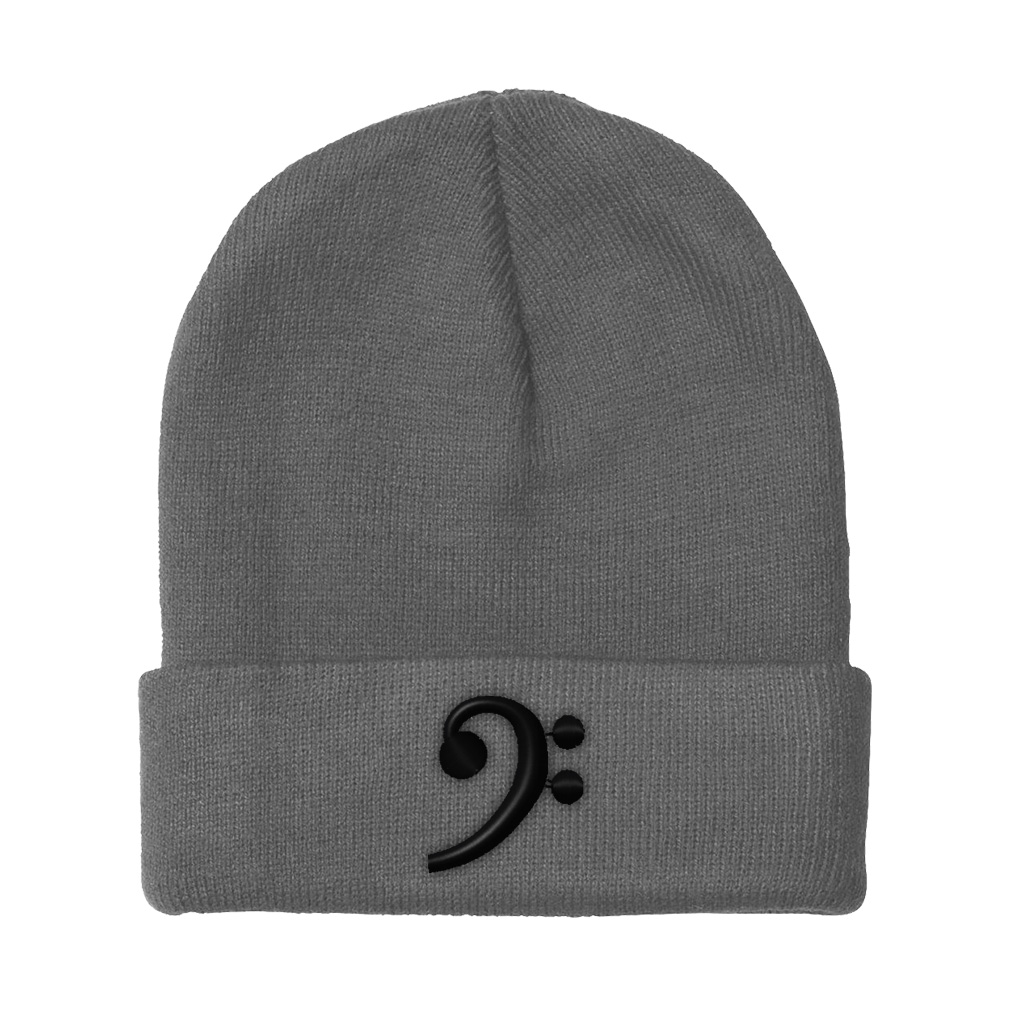 Beanies for Men Black Bass Clef Embroidery Winter Hats Women Acrylic ...