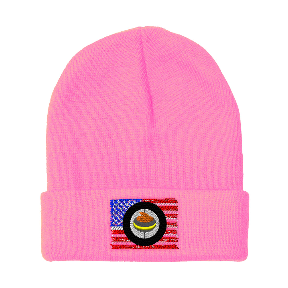 Beanies for Men Sport Curling Usa Flag Embroidery Winter Hats Women ...